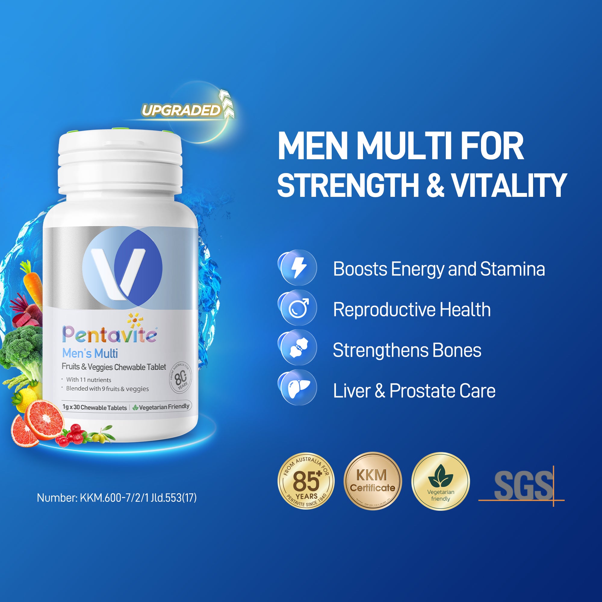 Men’s Multi Fruits & Veggies Chewable Tablet – Pentavite